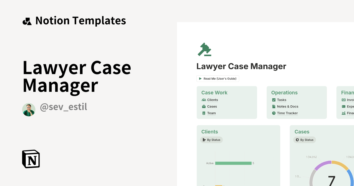 Lawyer Case Manager Template by Sev Estil | Notion Marketplace