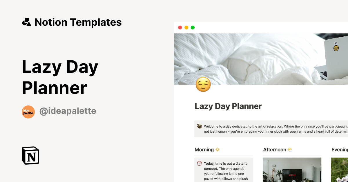 Lazy Day Planner Template | Notion Marketplace