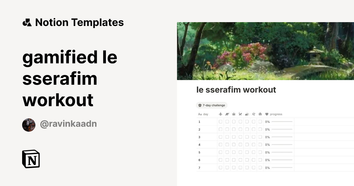 gamified le sserafim workout Template by ravinka | Notion Marketplace