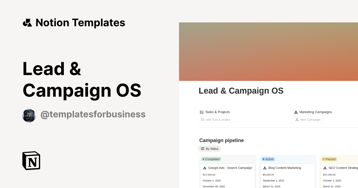 Lead & Campaign OS Template | Notion Marketplace