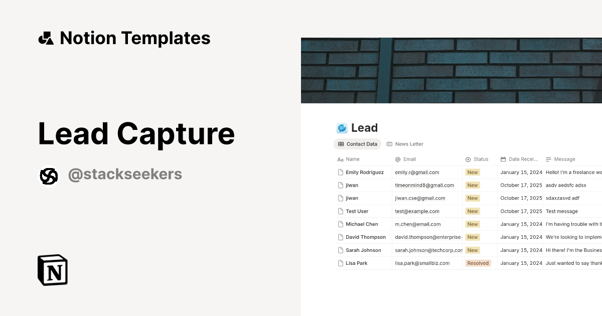 Lead Capture Template | Notion Marketplace