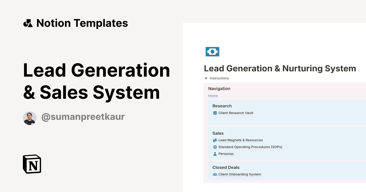 Lead Generation & Sales System Template | Notion Marketplace