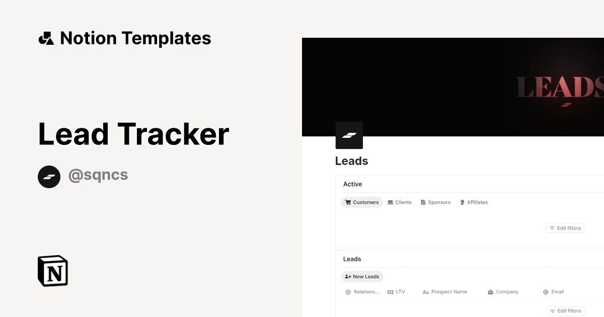 Lead Tracker Template by SQNCS | Notion Marketplace