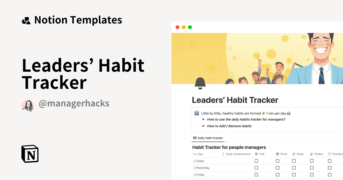 Leaders’ Habit Tracker Template | Notion Marketplace