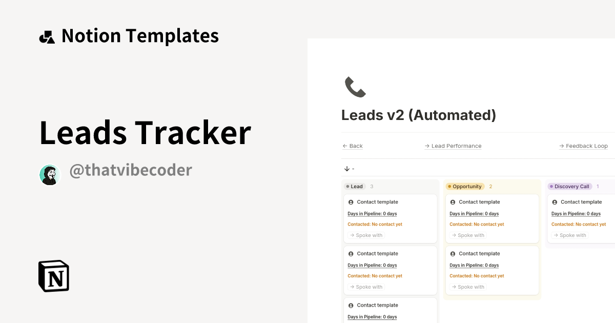 Leads Tracker Template | Notion Marketplace