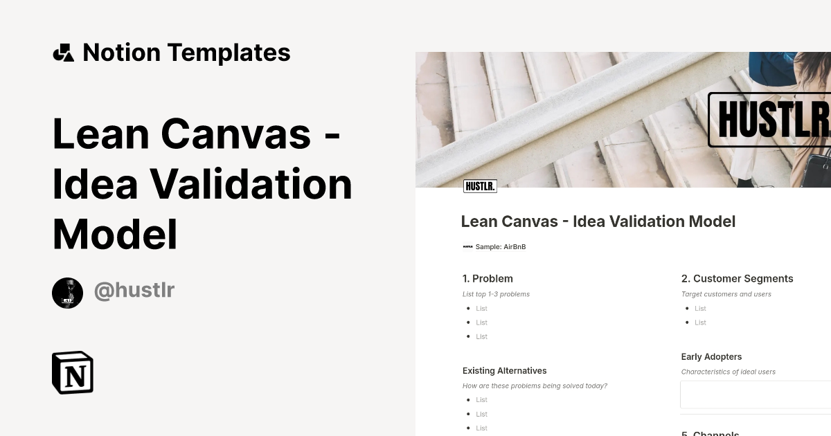 Lean Canvas - Idea Validation Model Template | Notion Marketplace