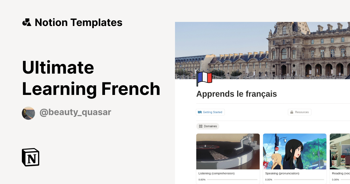 Ultimate Learning French Template by Mathis | Notion Marketplace
