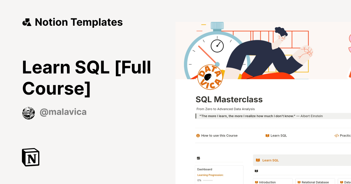 Learn SQL [Full Course] Template | Notion Marketplace