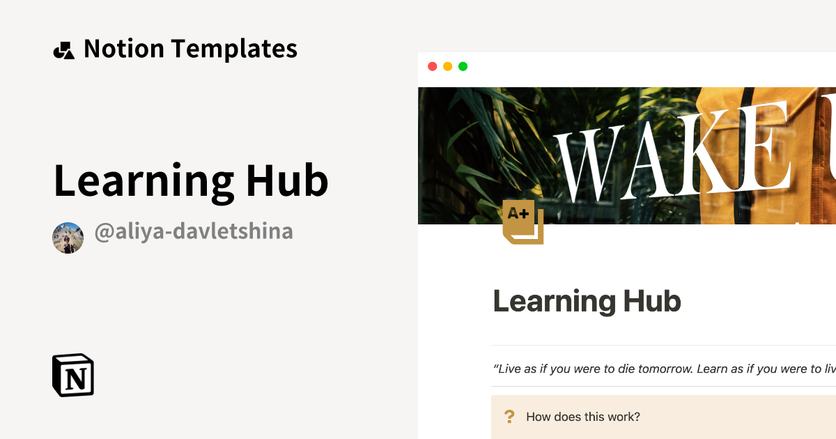 Learning Hub Template | Notion Marketplace