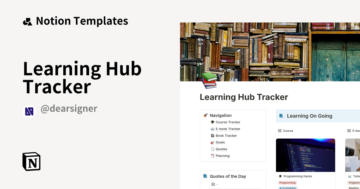 Learning Hub Tracker Template | Notion Marketplace