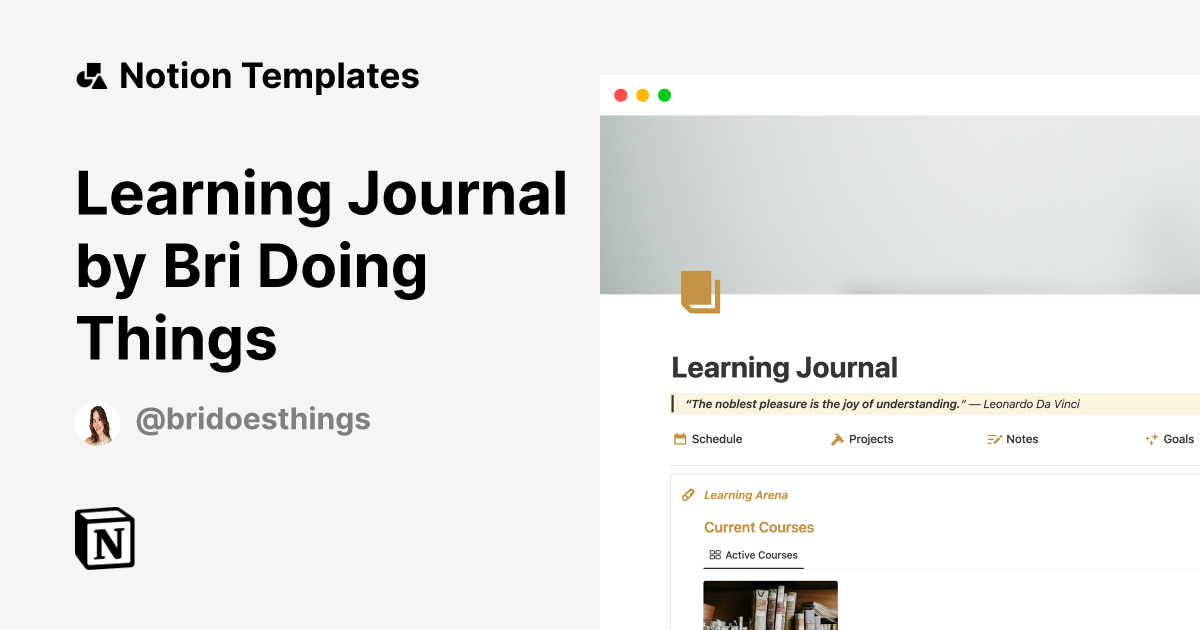 Learning Journal by Bri Doing Things Template | Notion Marketplace