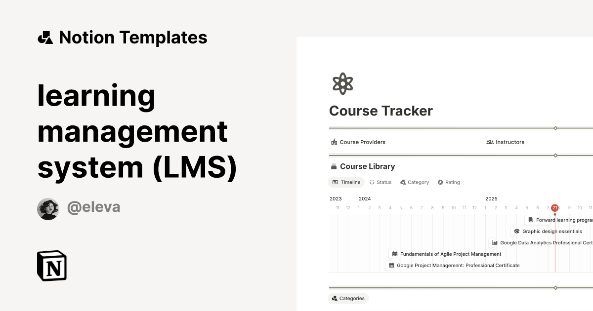 learning management system (LMS) Template by ELEVA | Notion Marketplace