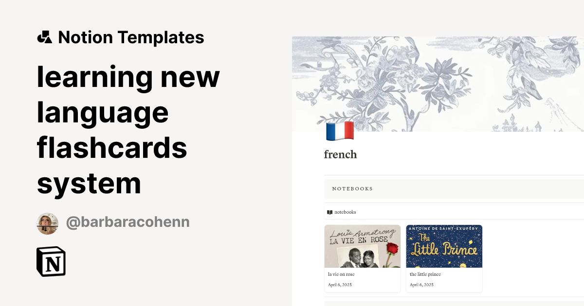 learning new language flashcards system Template by Bárbara cohen ...