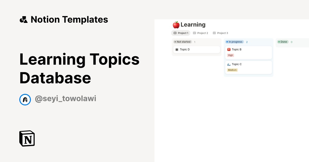 Learning Topics Database Template | Notion Marketplace