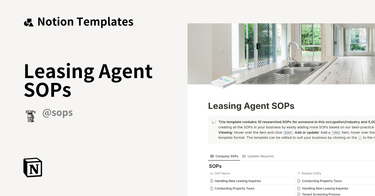 Leasing Agent SOPs Template by SOPs | Notion Marketplace
