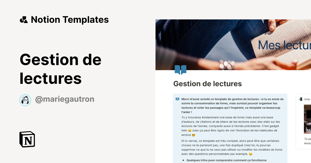 Gestion de lectures Template | Notion Marketplace