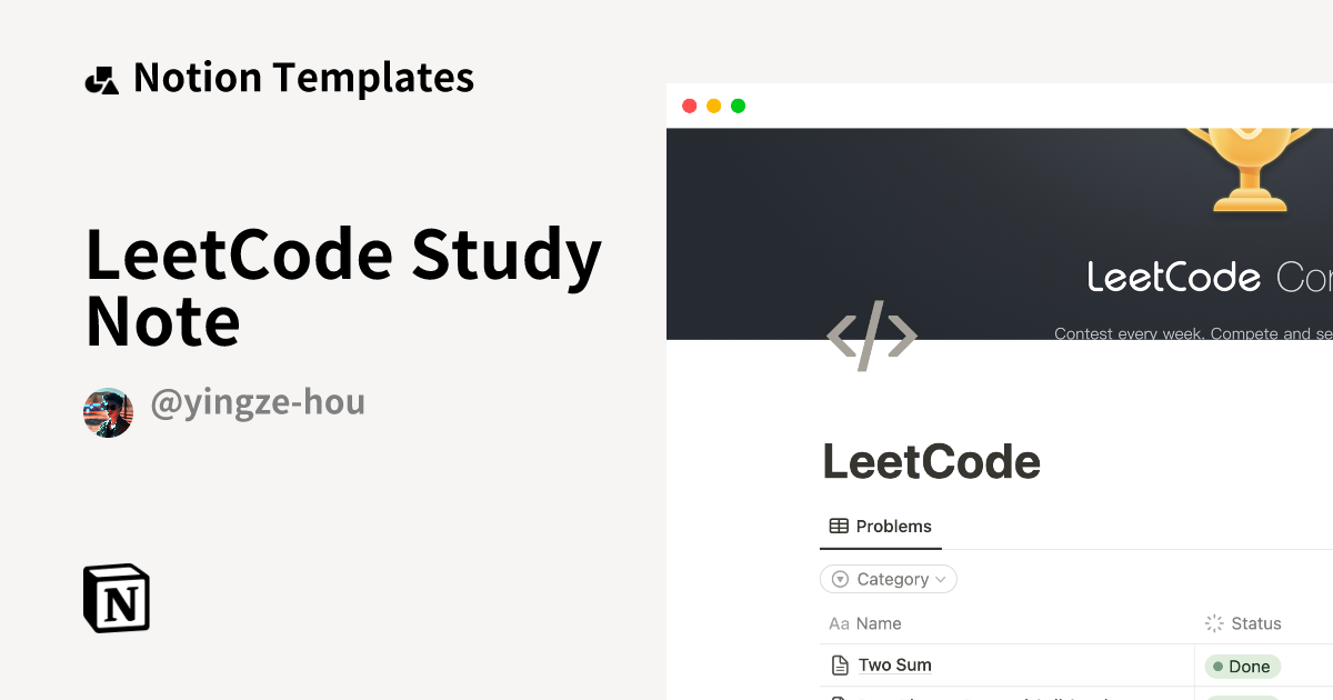 LeetCode Study Note Template | Notion Marketplace