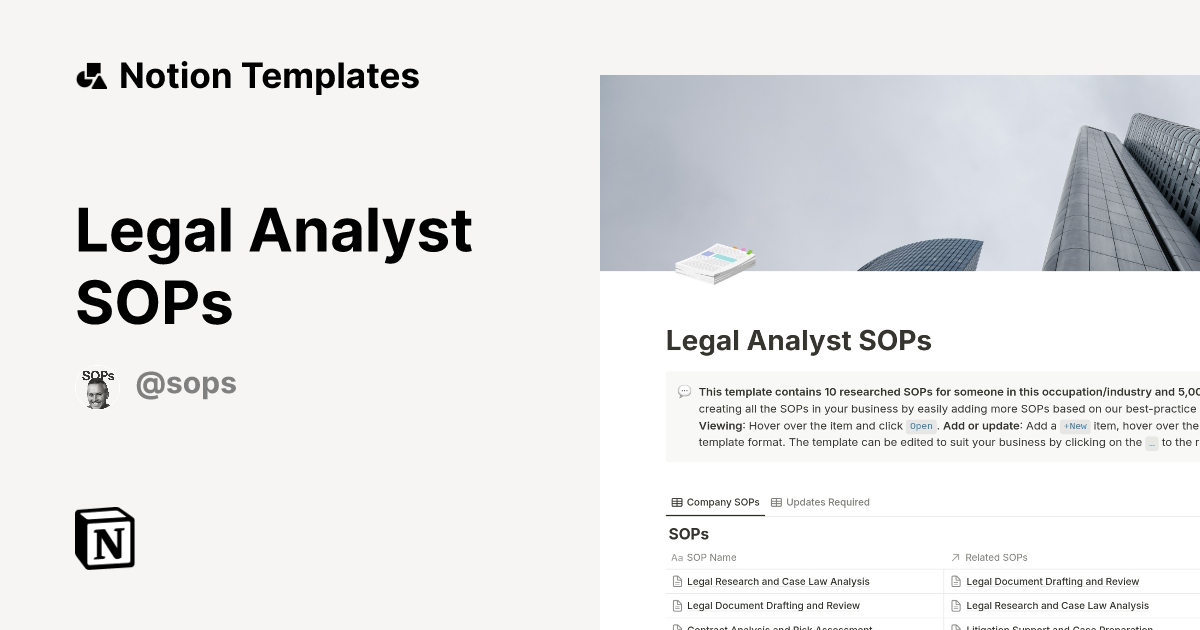 Legal Analyst SOPs Template | Notion Marketplace