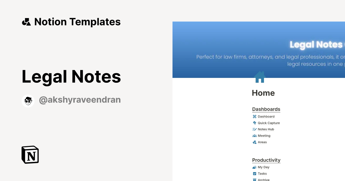 Legal Notes Template by Akshay Raveendran | Notion Marketplace