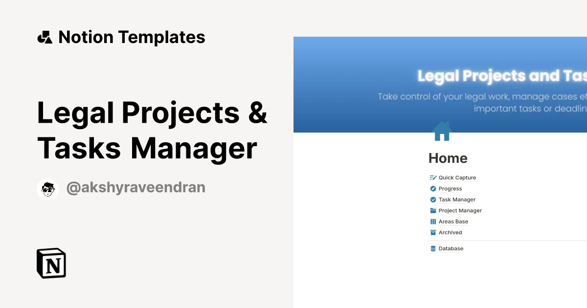 Legal Projects & Tasks Manager Template | Notion Marketplace