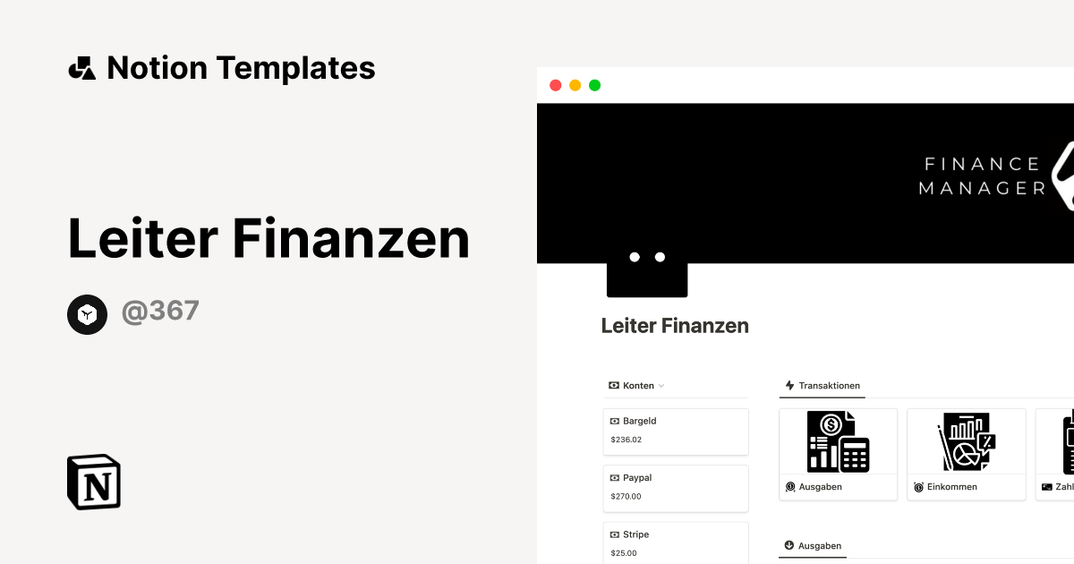 Leiter Finanzen Template | Notion Marketplace