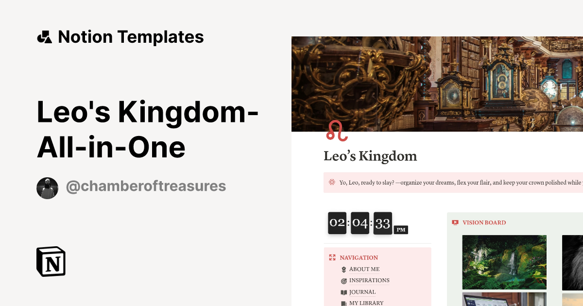 Leo's Kingdom- All-in-One Template | Notion Marketplace