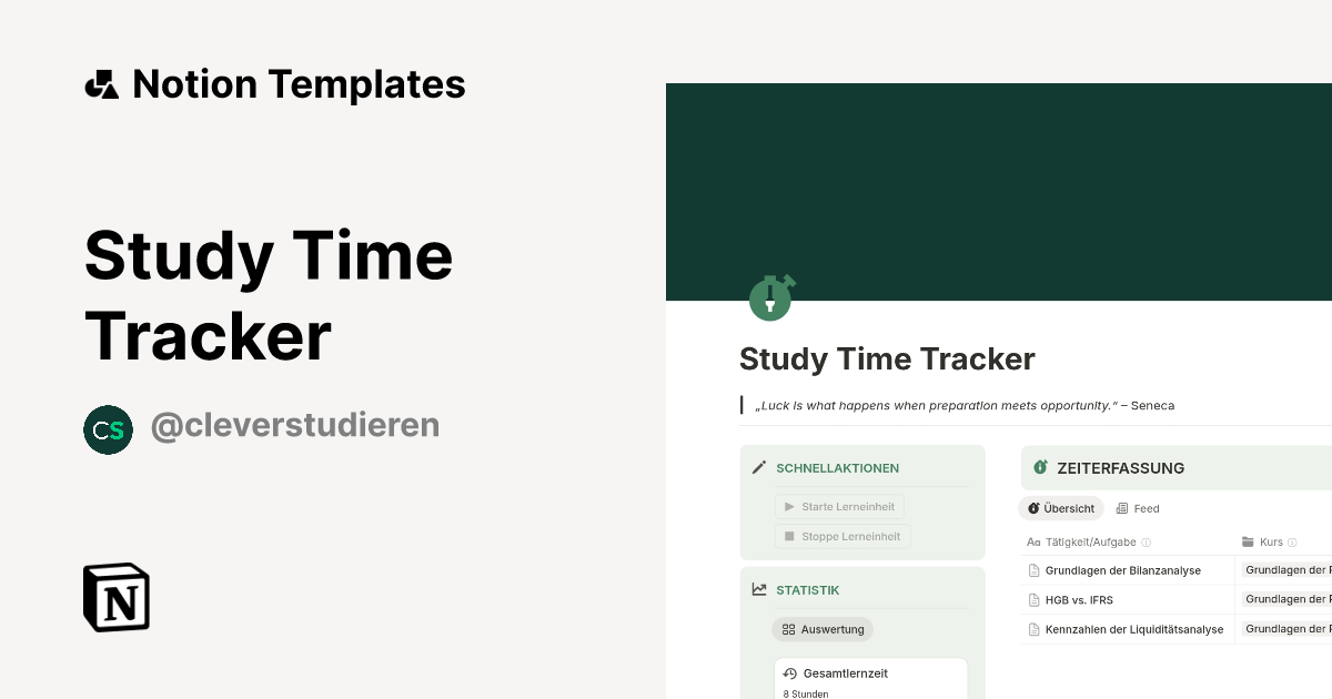 Study Time Tracker Template | Notion Marketplace