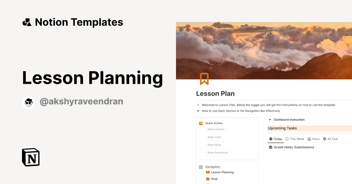 Lesson Planning Template by Akshay Raveendran | Notion Marketplace