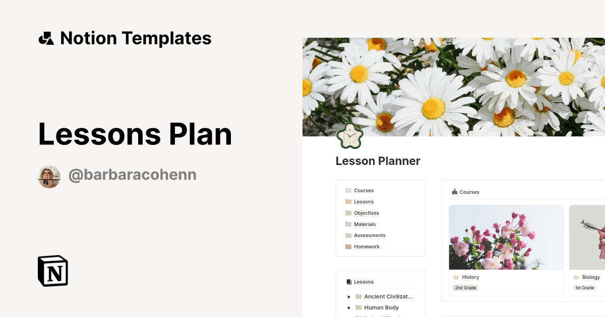 Lessons Plan Template by Bárbara cohen | Notion Marketplace
