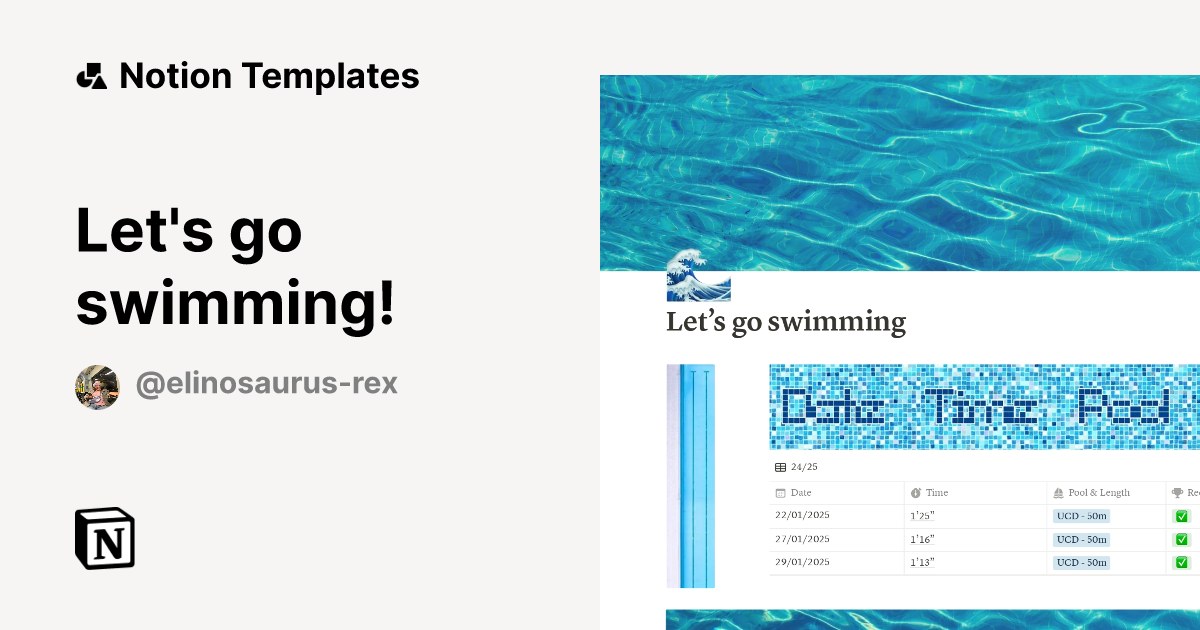 Let's go swimming! Template by Elinosaurus rex | Notion Marketplace