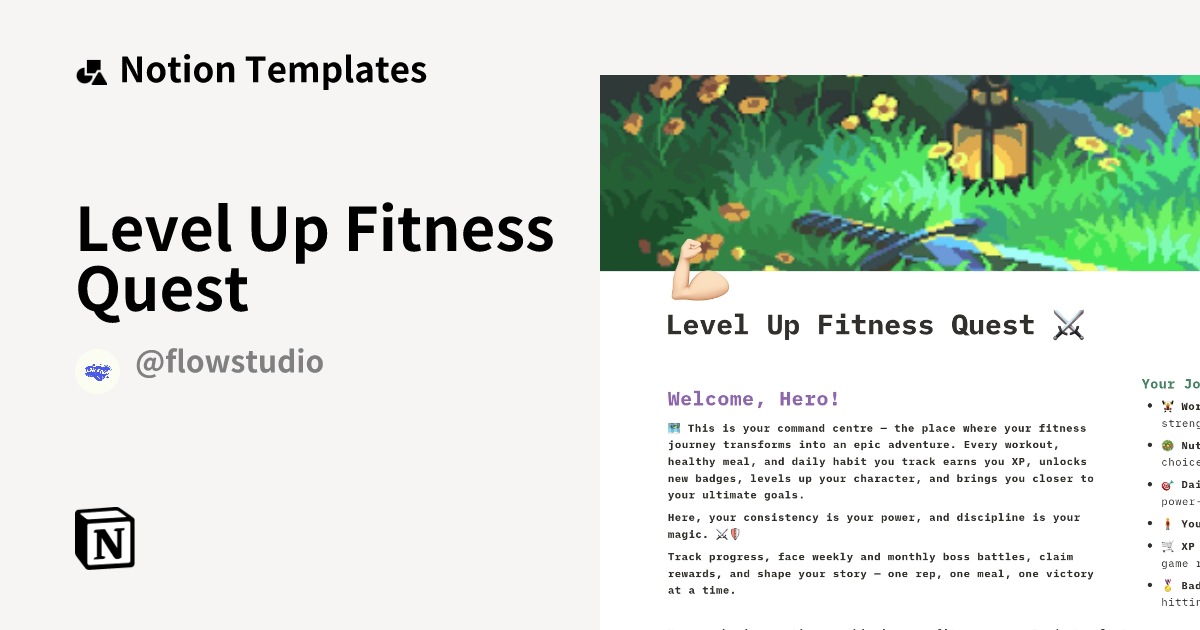Level Up Fitness Quest Template | Notion Marketplace
