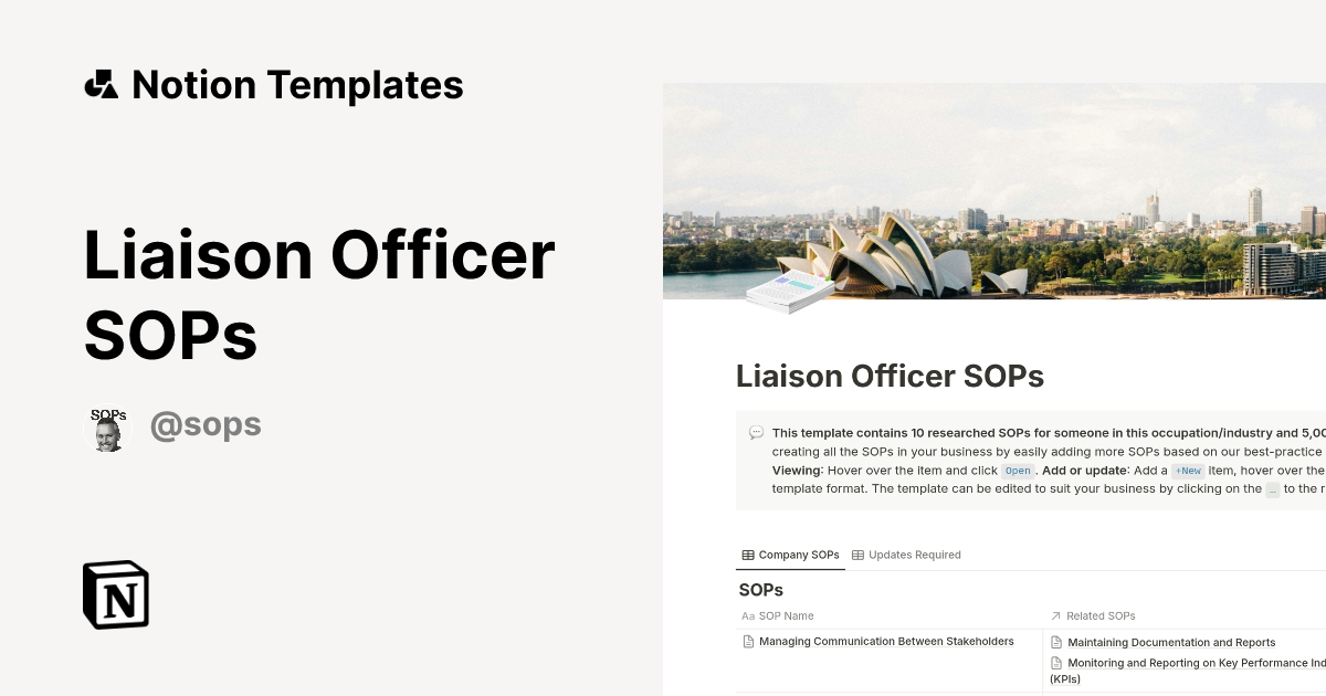 Liaison Officer SOPs Template | Notion Marketplace