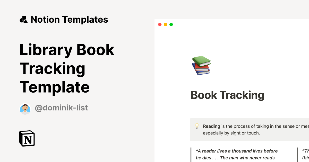 Library Book Tracking Template Template by Dominik List | Notion ...