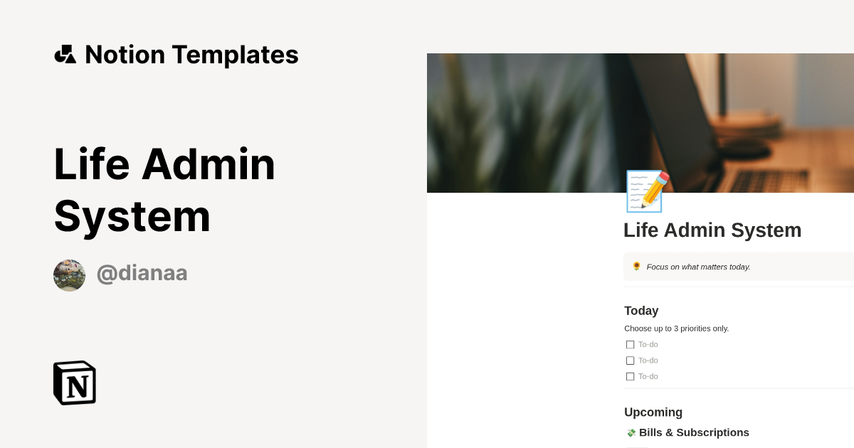 Life Admin System Template | Notion Marketplace