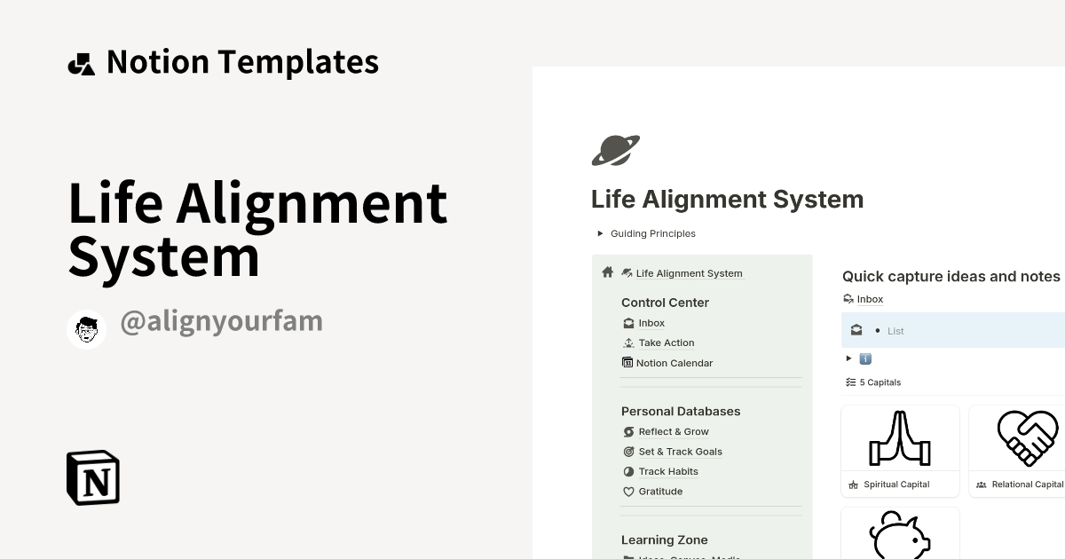 Life Alignment System Template by Systems Living | Notion Marketplace