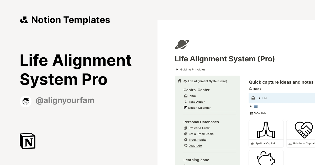 Life Alignment System Pro Template by Align Your Fam | Notion Marketplace