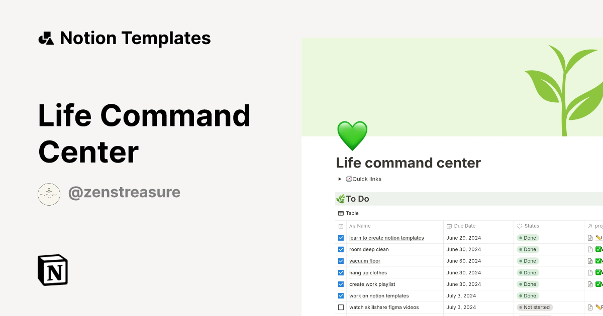 Life Command Center Template | Notion Marketplace