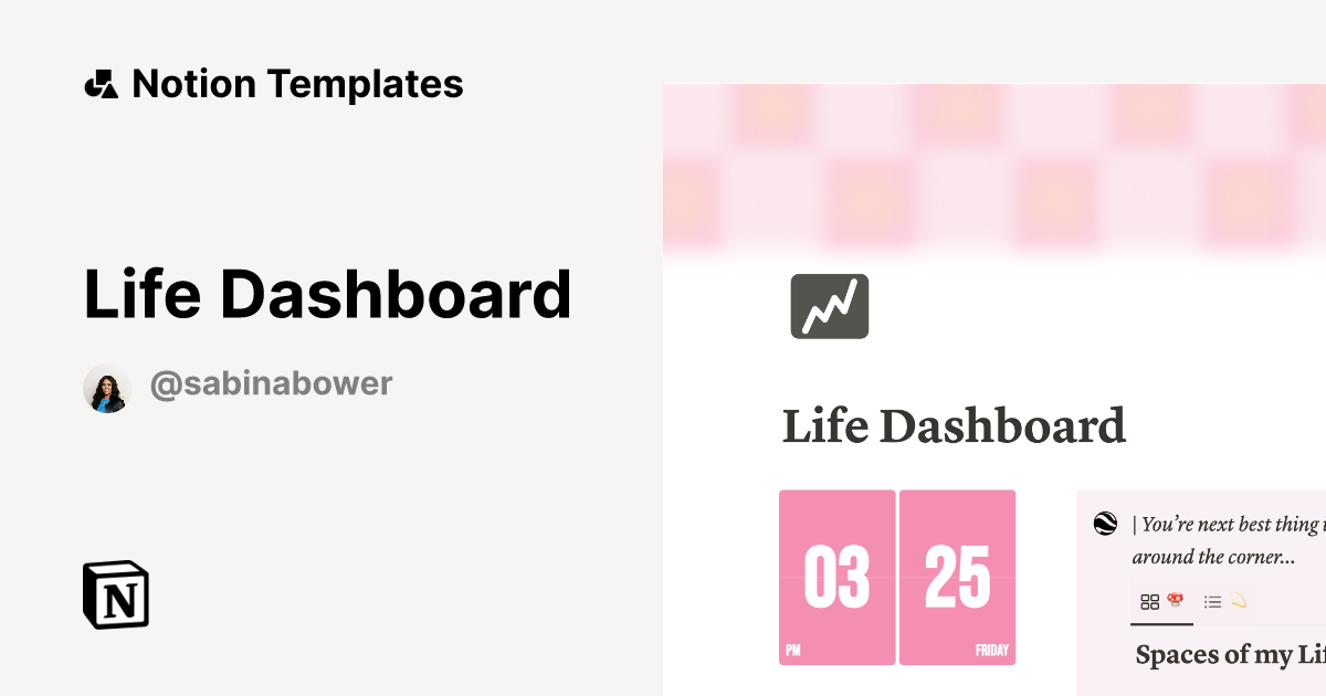 Life Dashboard Template | Notion Marketplace