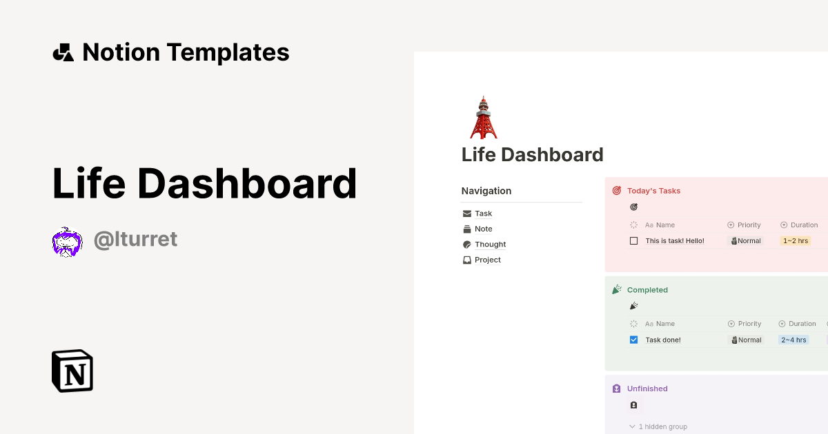 Life Dashboard Template | Notion Marketplace