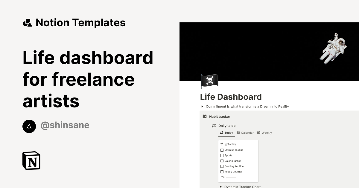 Life dashboard for freelance artists Template | Notion Marketplace