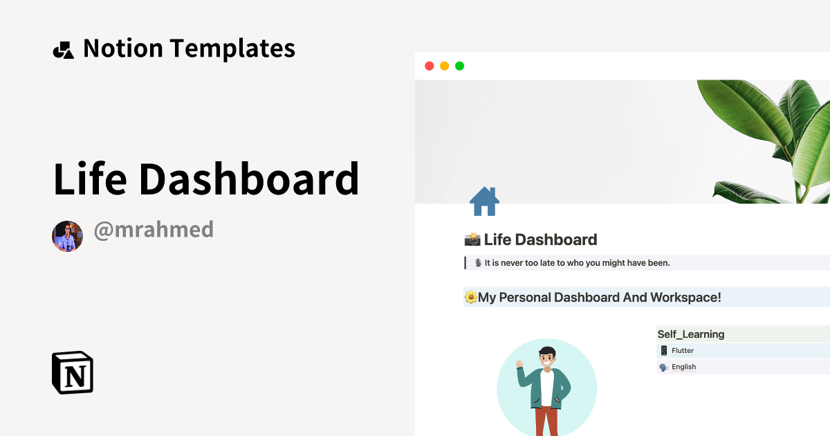 Life Dashboard Template | Notion Marketplace