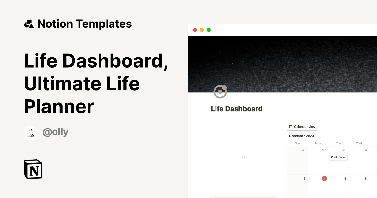Life Dashboard, Ultimate Life Planner Template | Notion Marketplace