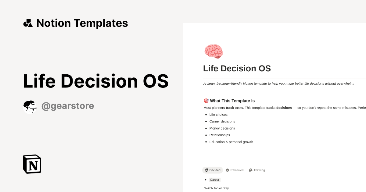 Life Decision OS Template by Usman Rafique | Notion Marketplace