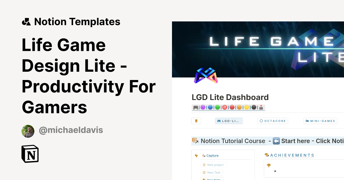 Life Game Design Lite - Productivity For Gamers Template by Michael ...