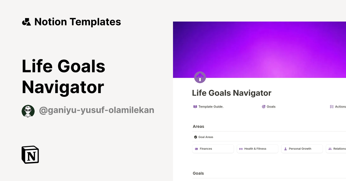 Life Goals Navigator Template | Notion Marketplace