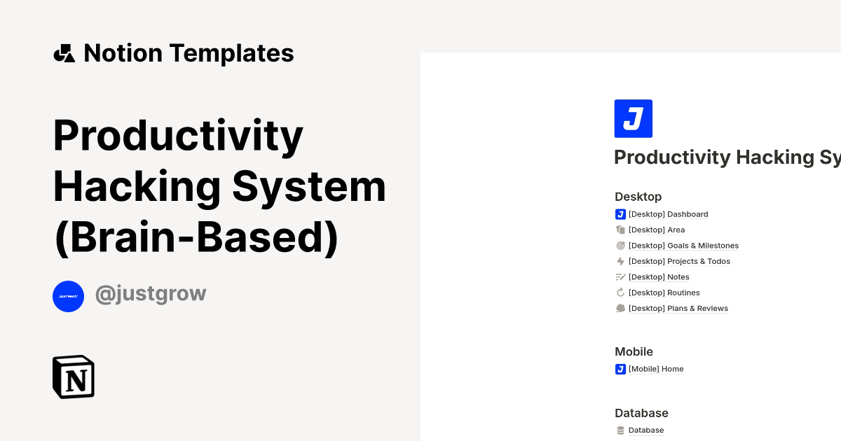 Productivity Hacking System (Brain-Based) Template | Notion Marketplace