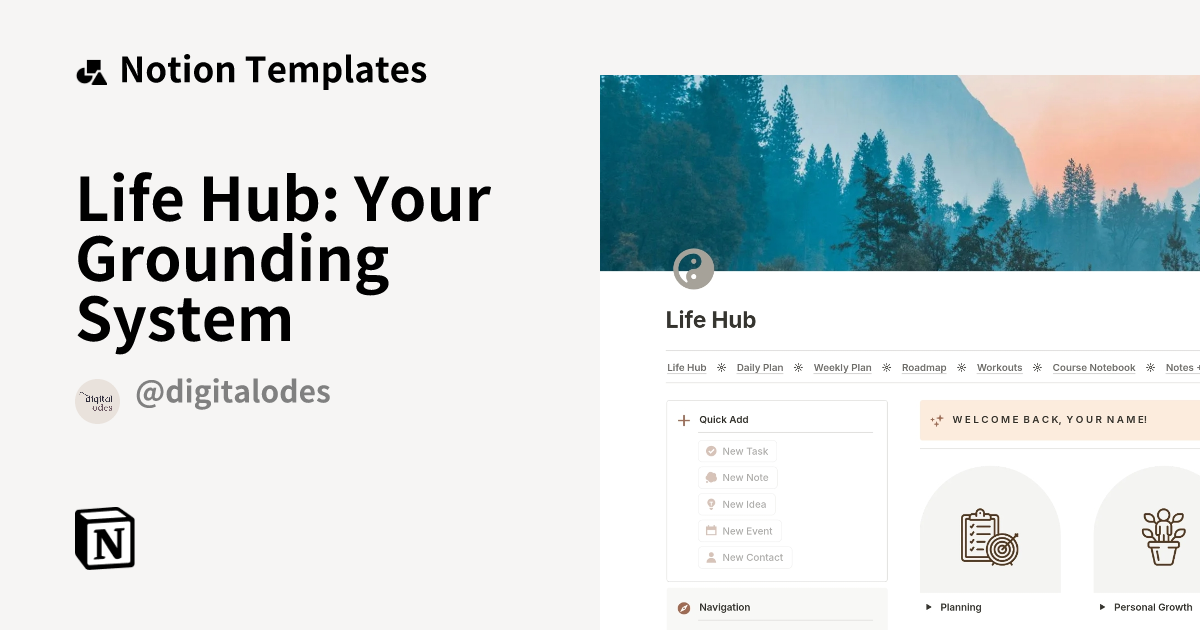 Life Hub: Your Grounding System Template | Notion Marketplace