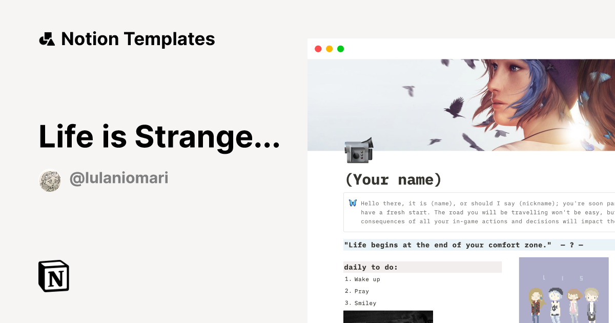 Life is Strange... Template by Life is Strange | Notion Marketplace
