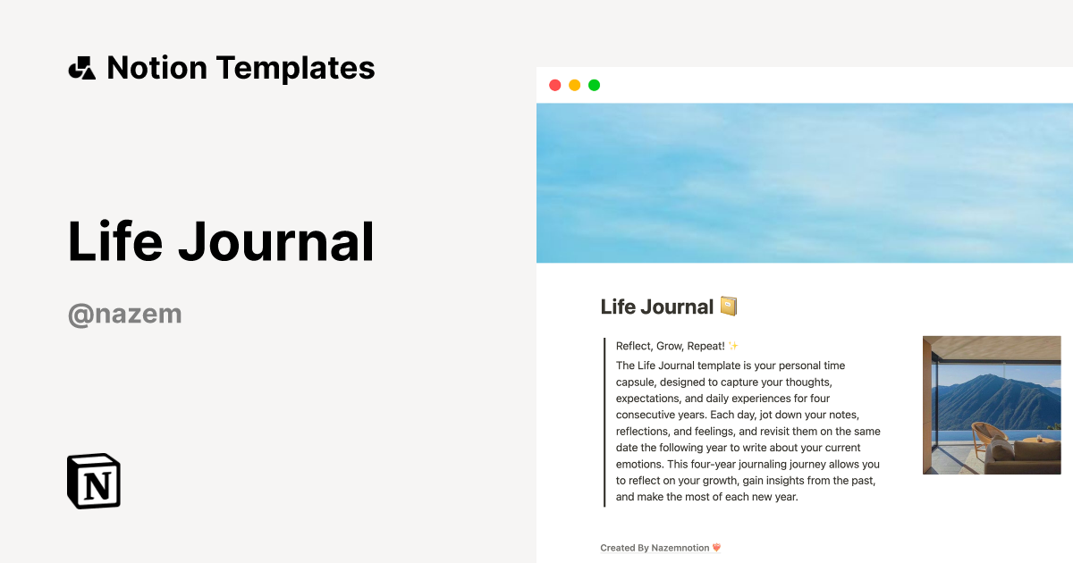Life Journal Template | Notion Marketplace