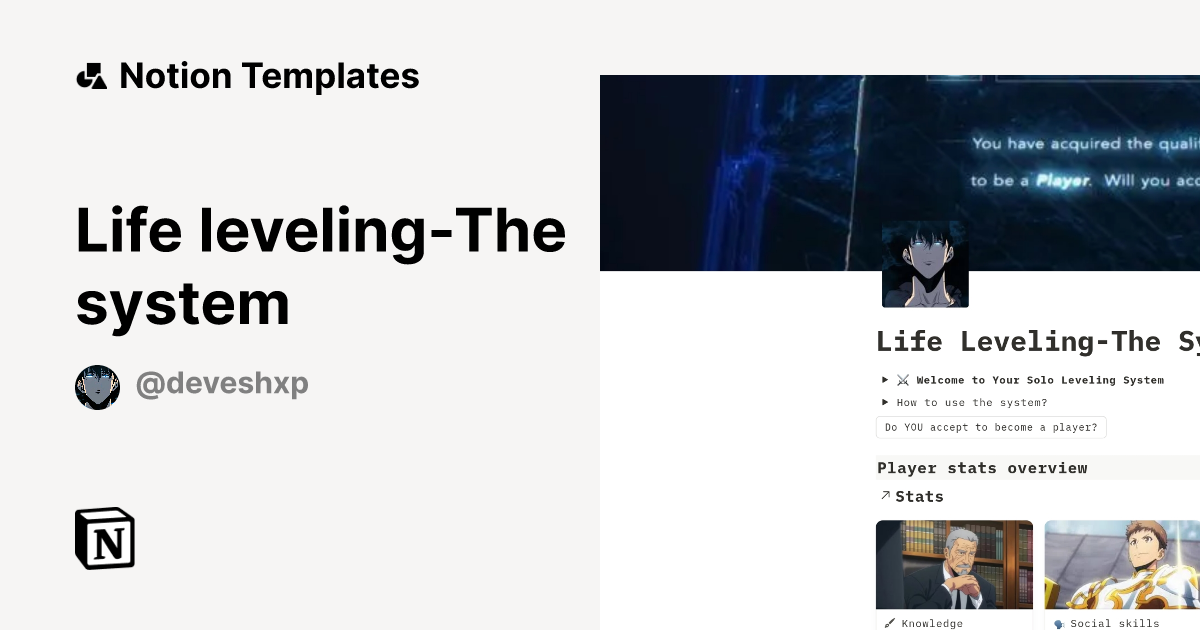Life leveling-The system Template | Notion Marketplace